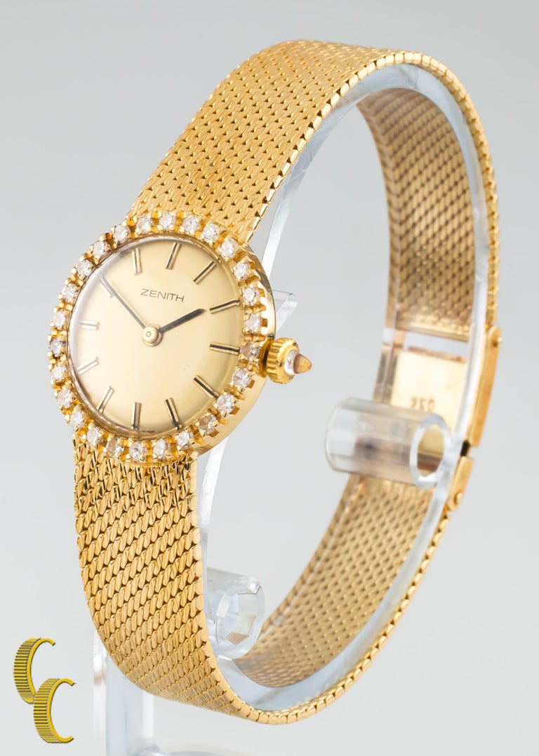 Zenith Diamond Bezel Hand-Winding 18 Karat Yellow Gold Women's ...