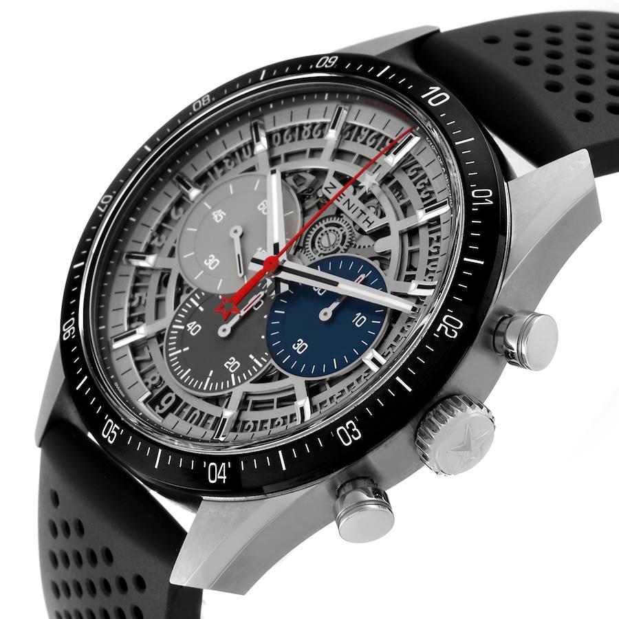 Zenith El Primero Steel Skeleton Dial Mens Watch 95.3001.3600 Box Card ...