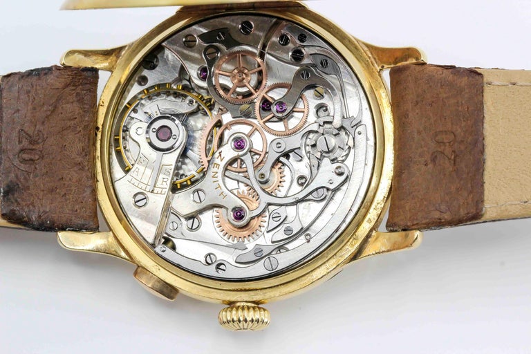 Zenith Yellow Gold Single Button Chronograph Manual wind Wristwatch For ...