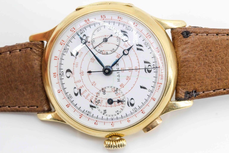 Zenith Yellow Gold Single Button Chronograph Manual wind Wristwatch For ...