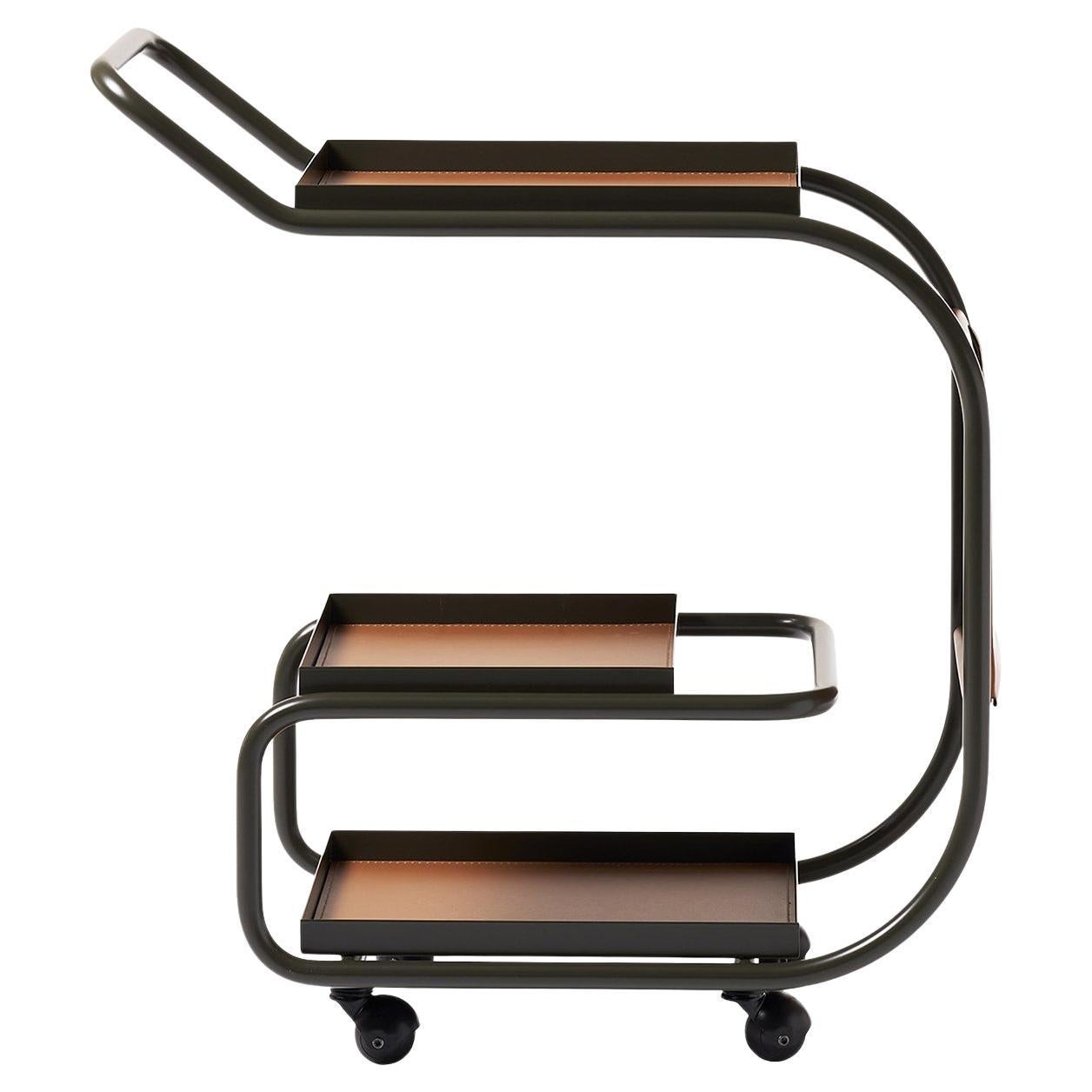 Zenzero Trolley in Glossy Gold Structure with Leather Finish by Samer ...
