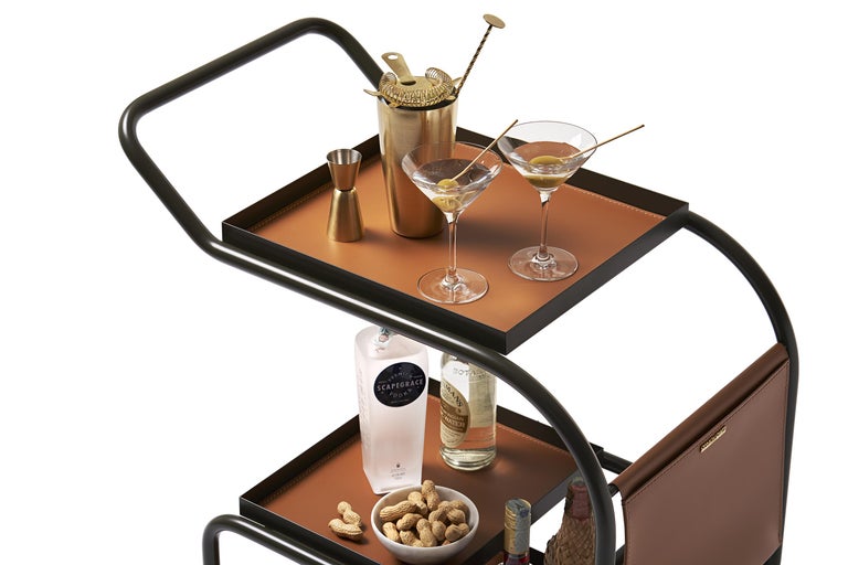 Zenzero Trolley in White Structure with Leather Finish by Samer Alameen ...