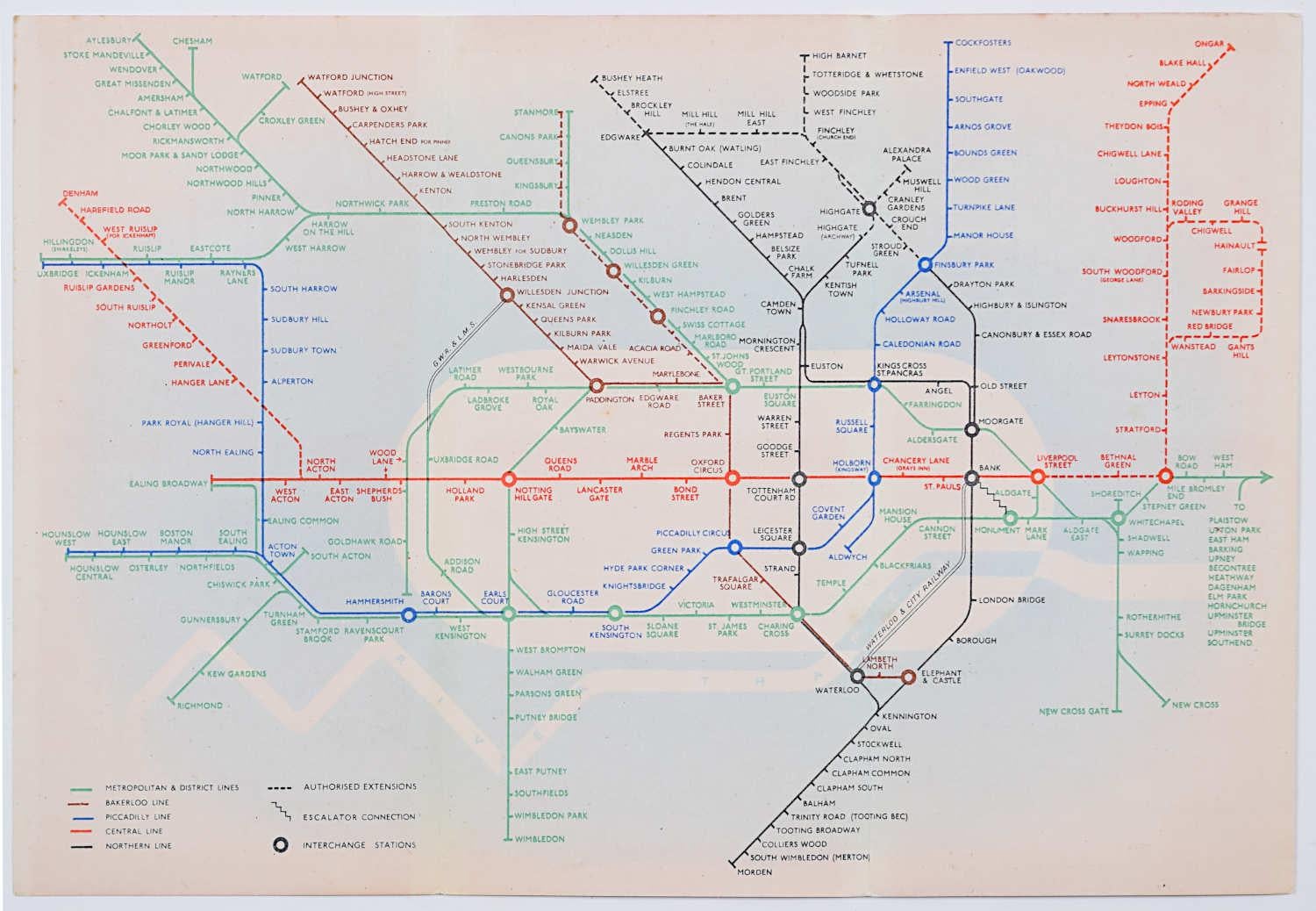 Zero Hans Schleger - 1939 No 1 London Underground Pocket Map 'Zero ...