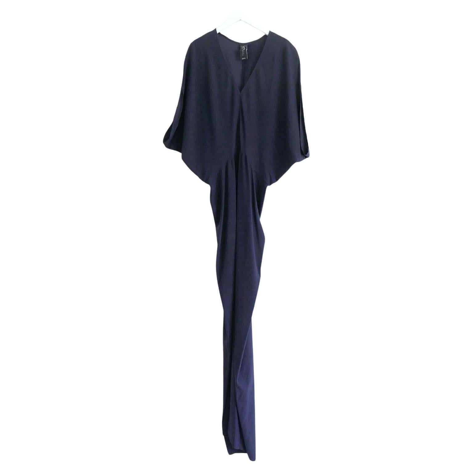 Zero+ Maria Cornejo Reni Navy Silk Gown Maxi Dress For Sale at 1stDibs
