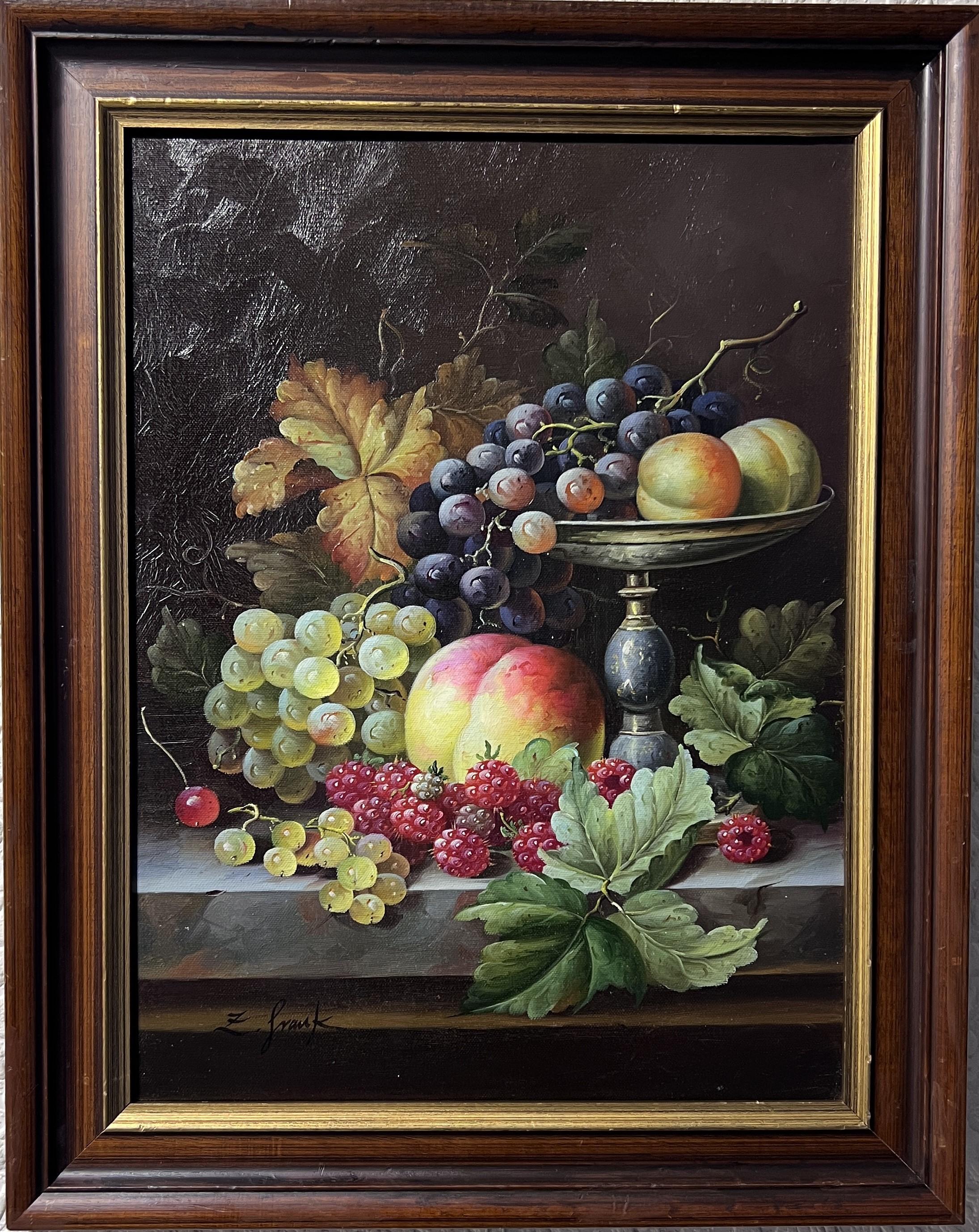Z.Frank - Z.Frank Original Vintage Oil Painting on Canvas Still Life ...