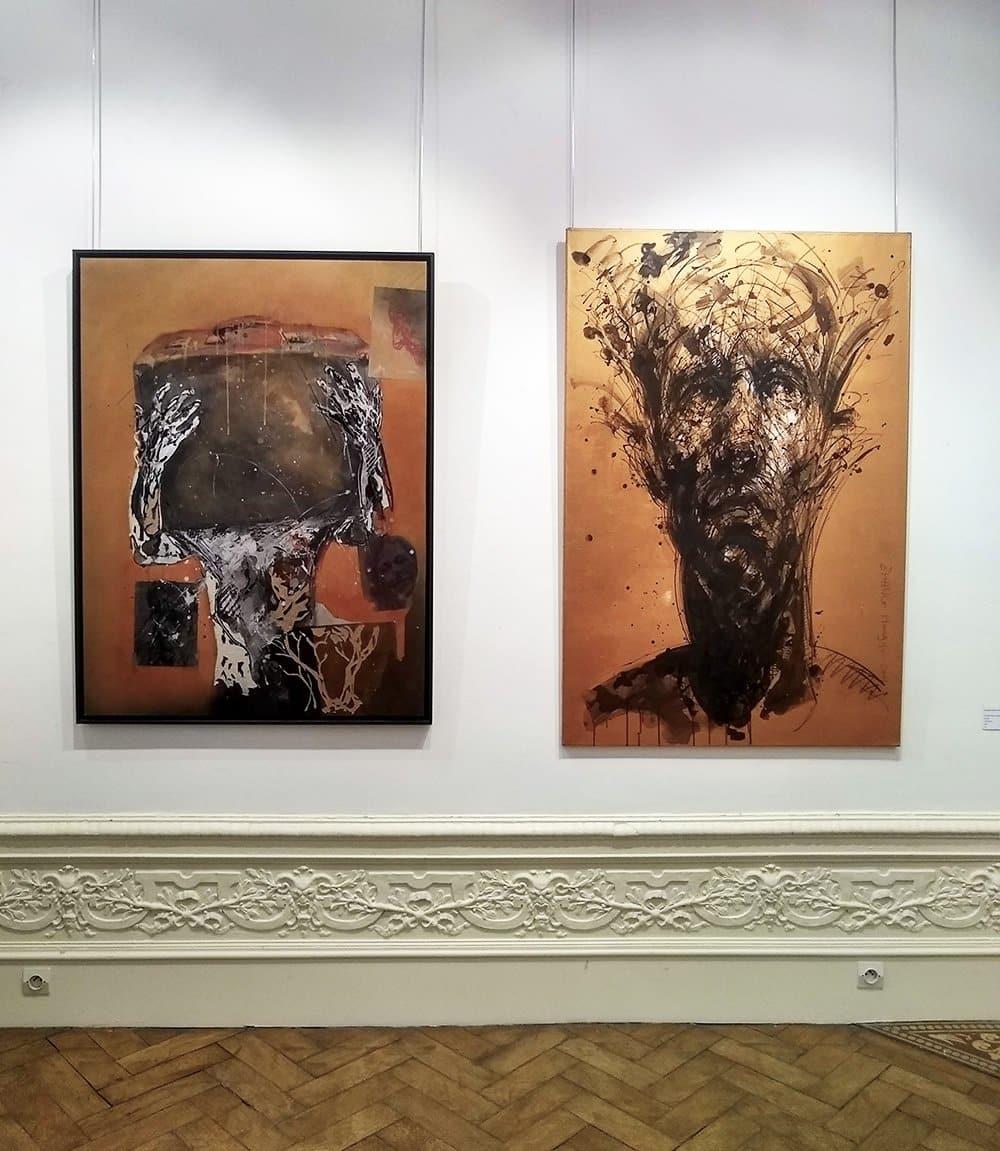 Zhang Hongyu - No. 171 by Zhang Hongyu - Contemporary portrait painting, abstract, orange For ...