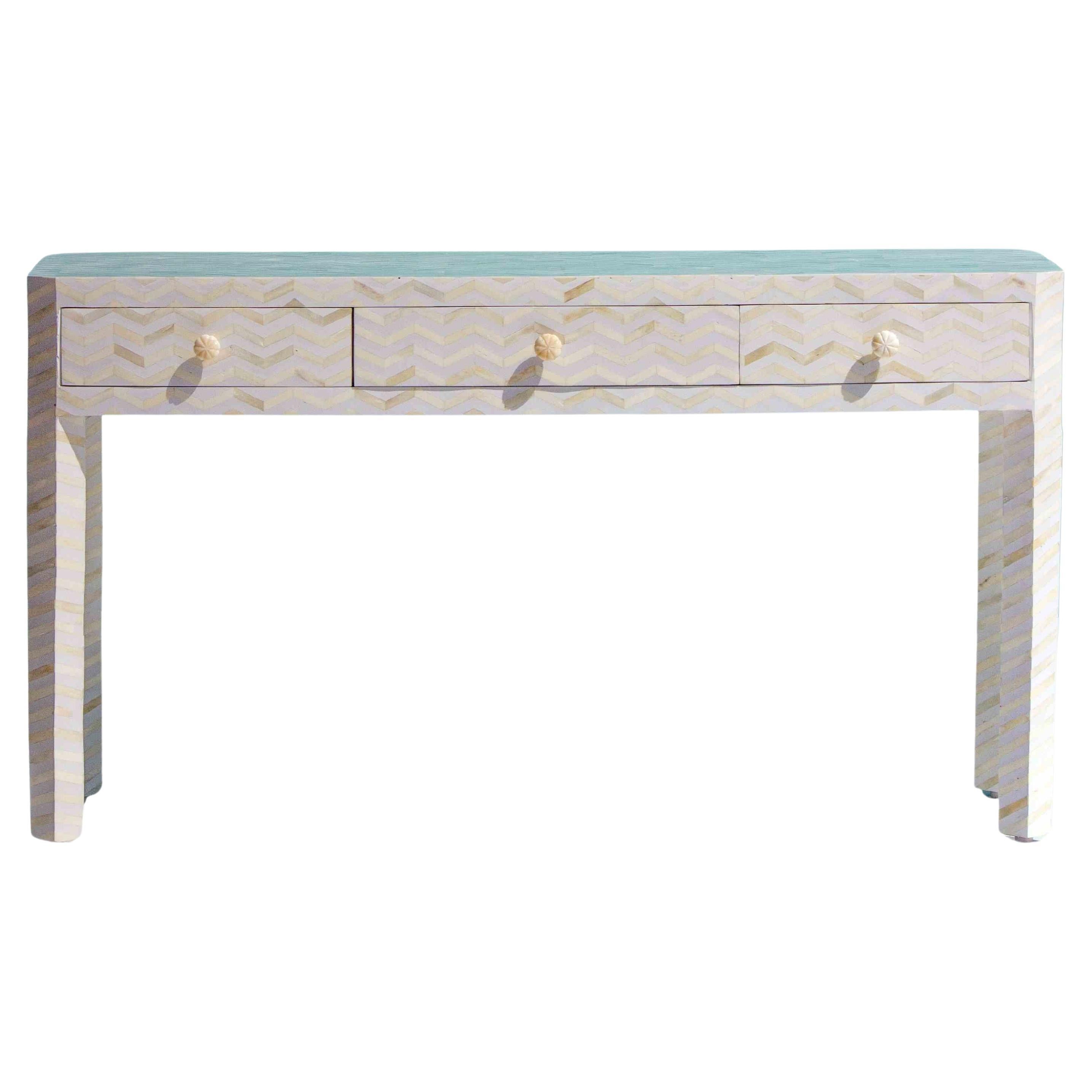 Zig Zag White Bone Inlay Desk For Sale at 1stDibs