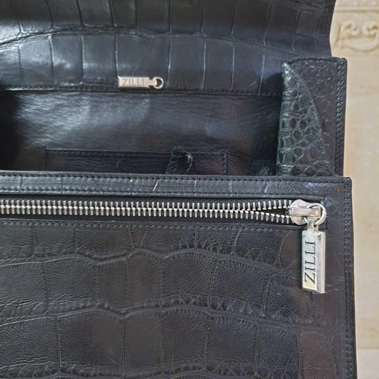 Zilli Black Alligator Messenger Bag For Sale at 1stDibs