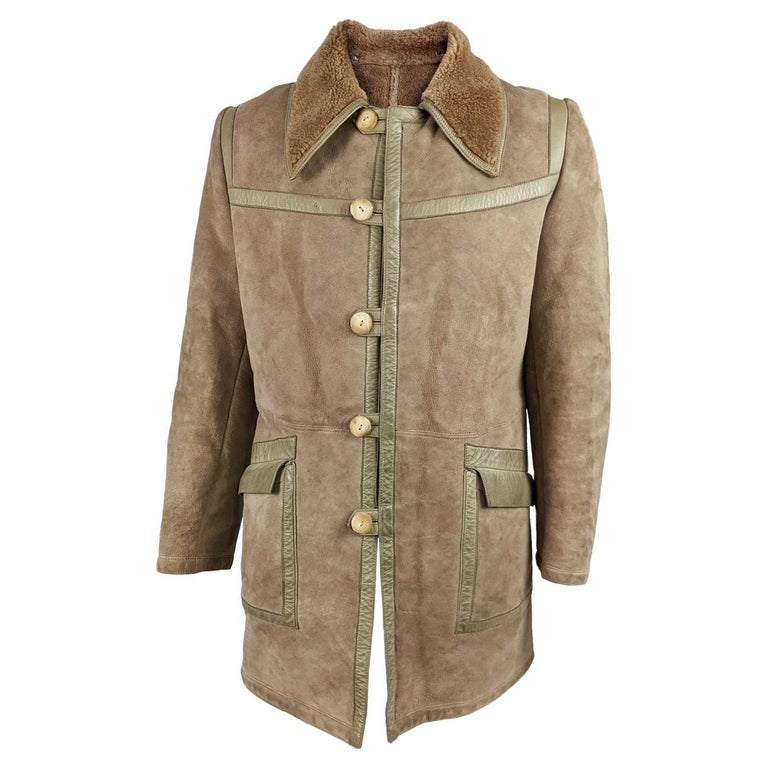 Zilli Mens Vintage Sheepskin Shearling Winter Coat Overcoat, 1970s For ...