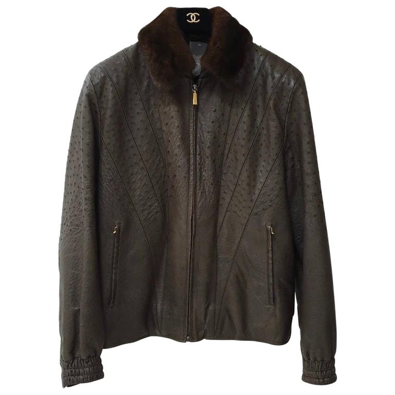 Zilli Nolot Marron Ostrich Leather Fur Jacket For Sale at 1stDibs ...