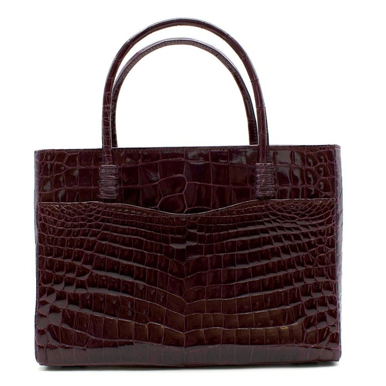 Zilli Purple Shiny Crocodile Grande Maroquinerie Bag For Sale at 1stDibs