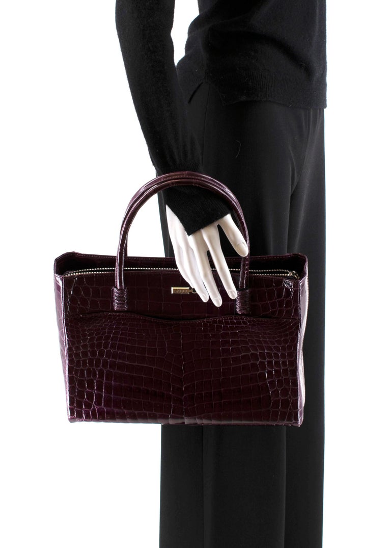 Zilli Purple Shiny Crocodile Grande Maroquinerie Bag For Sale at 1stDibs