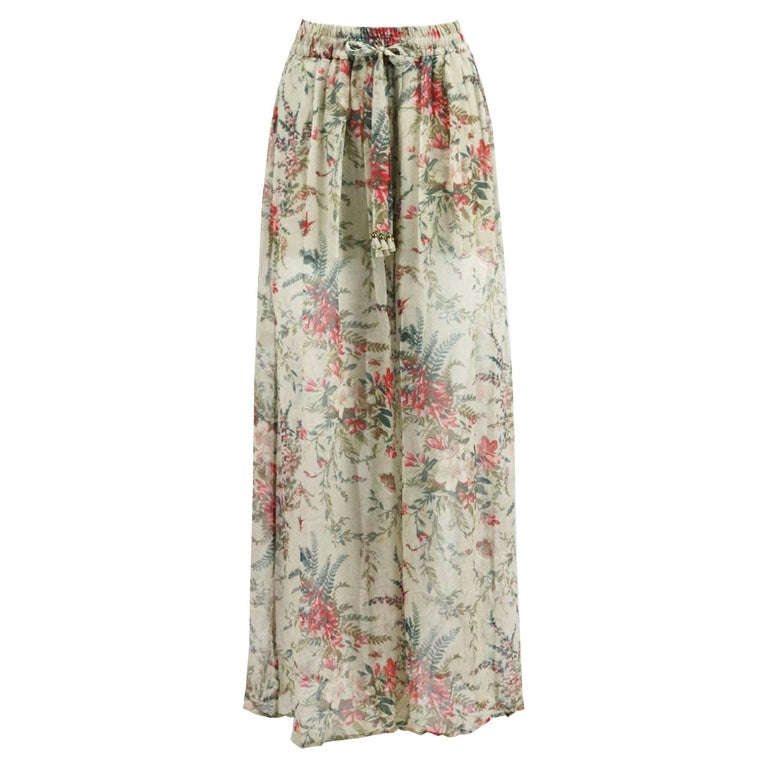 Zimmermann Bayou Floral Print Silk Crepon Trousers UK 8 at 1stDibs
