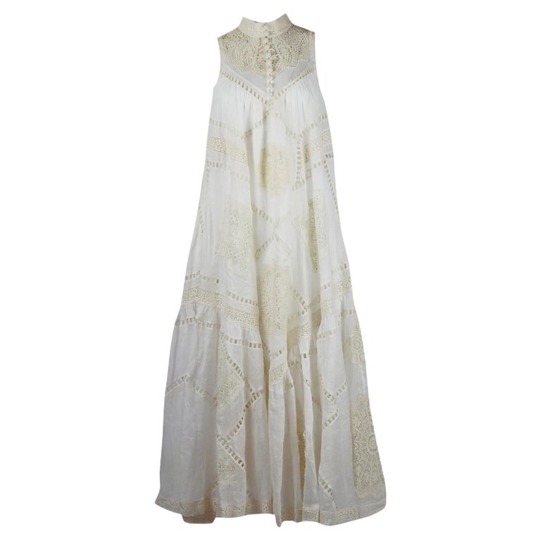 Zimmermann Crocheted Trimmed Ramie Maxi Dress Uk 14 For Sale at 1stDibs