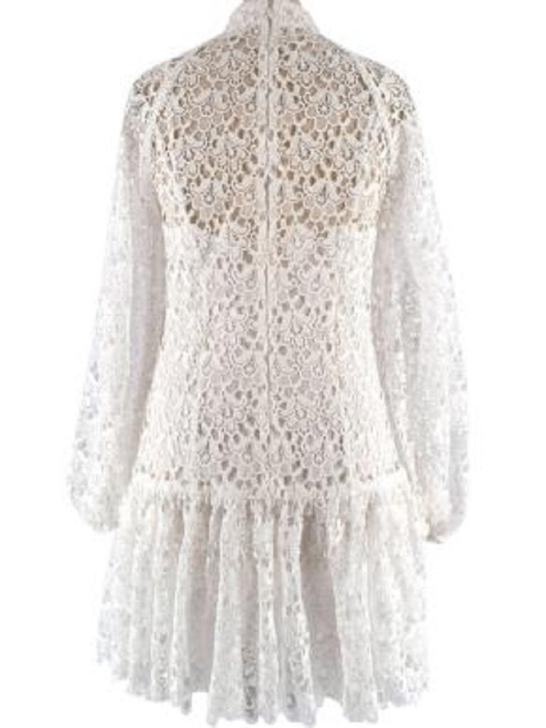 Zimmermann Empire White Guipure Lace Mini Dress For Sale at 1stDibs
