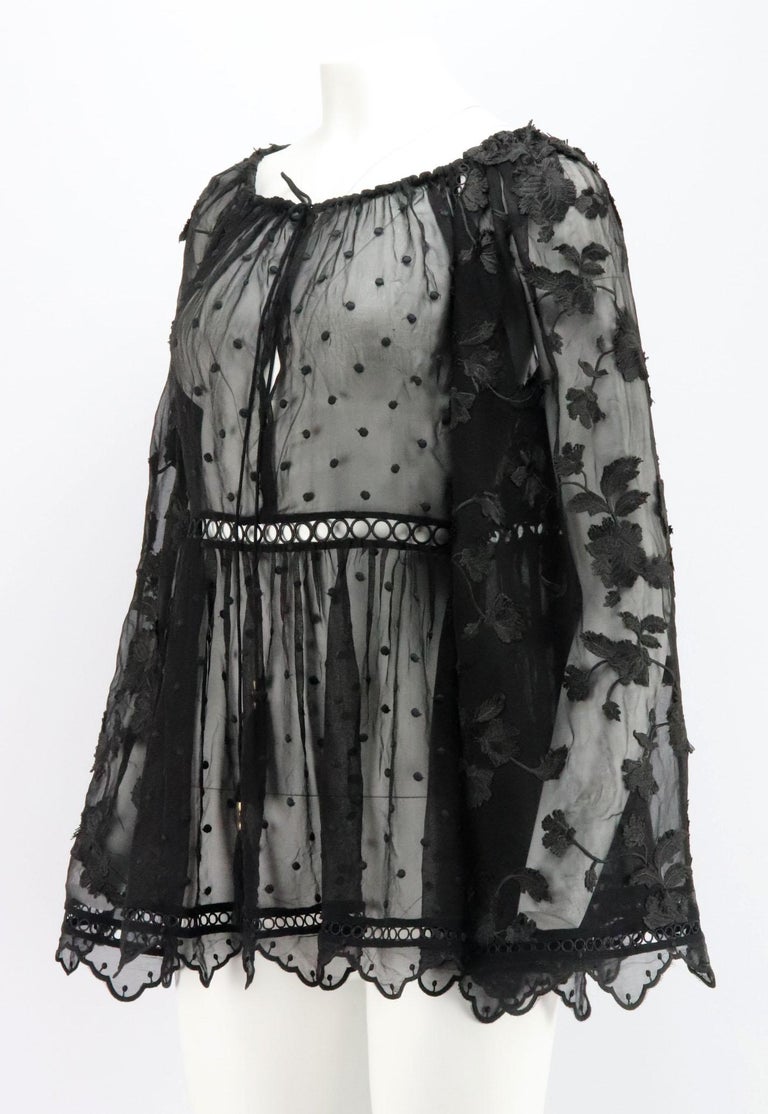 Zimmermann Mercer Embroidered Silk Georgette Top UK 10 For Sale at 1stDibs