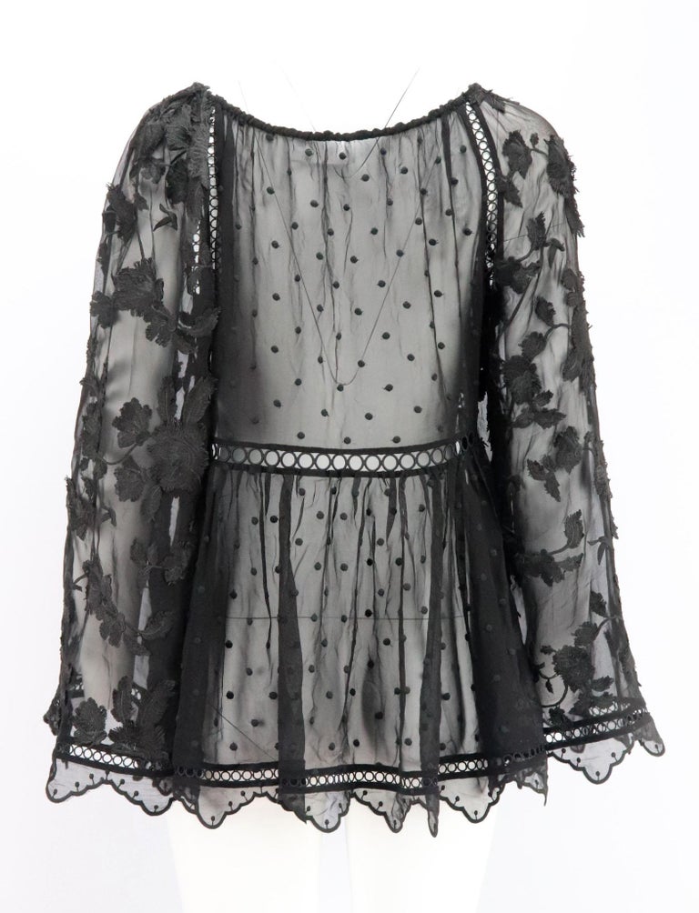 Zimmermann Mercer Embroidered Silk Georgette Top UK 10 For Sale at 1stDibs