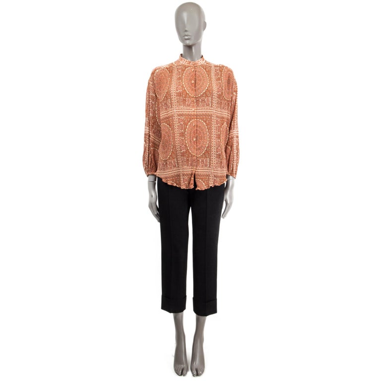 ZIMMERMANN orange cotton silk PAISLEY PRINTED OVERSIZED Blouse Shirt 1 ...