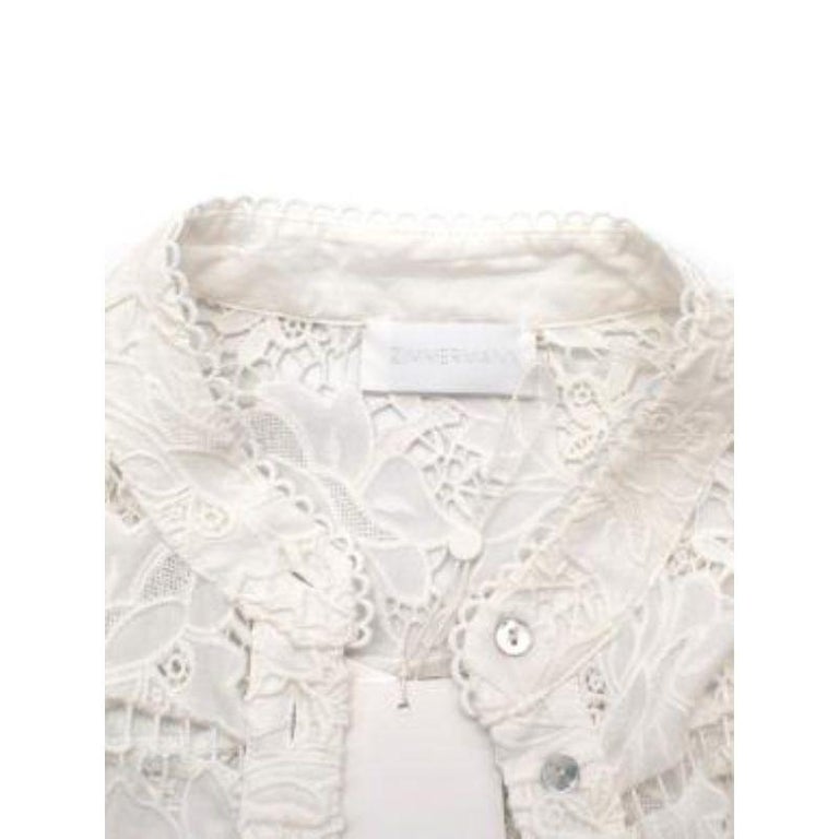 Zimmermann White Guipure Lace Shirt Dress For Sale at 1stDibs