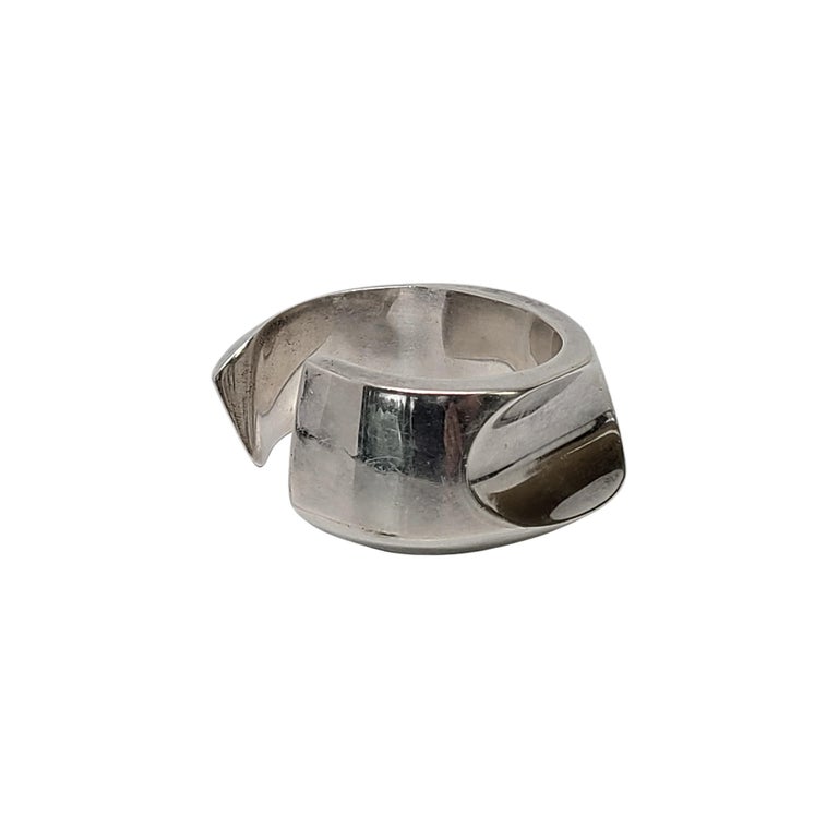 Zina Sterling Silver Thumbprint Knife Edge Cuff Bracelet For Sale at ...