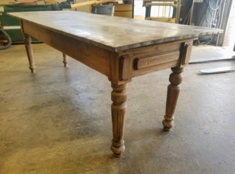 Zinc Top Dining Table, FR-1144 For Sale at 1stDibs