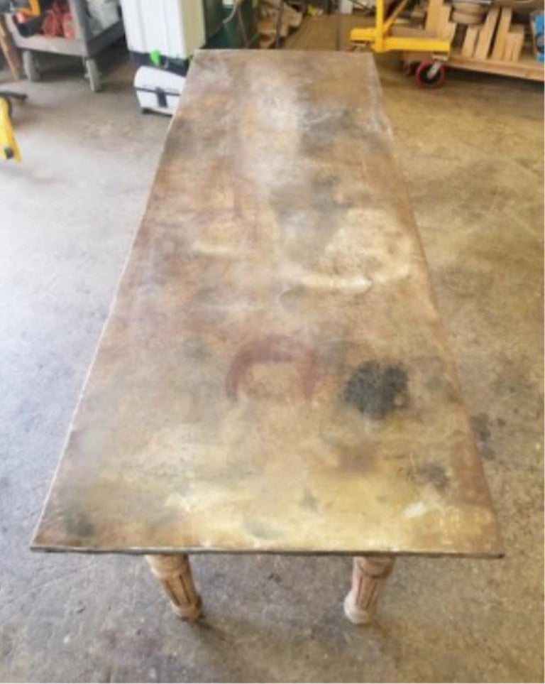 Zinc Top Dining Table, FR-1144 For Sale at 1stDibs