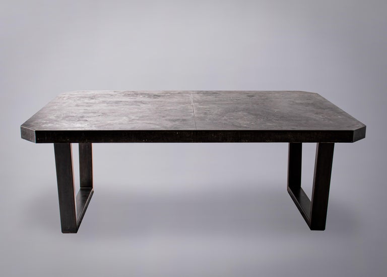 Zink Octogon Dining Table with Black Hollow Steel Base For Sale at 1stDibs