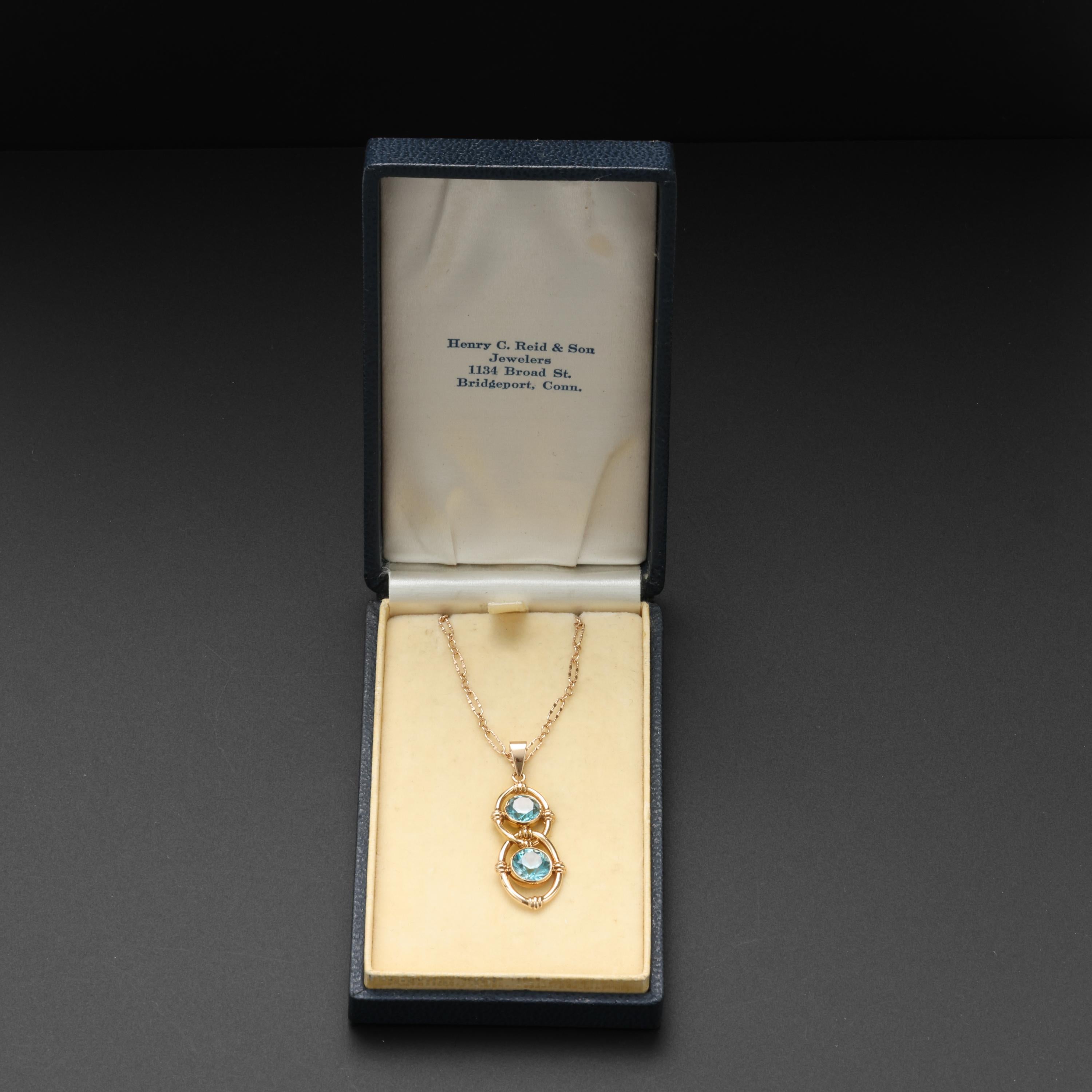 Zircon Pendant circa 1940s Original Box 4 Carats Pristine For Sale at ...