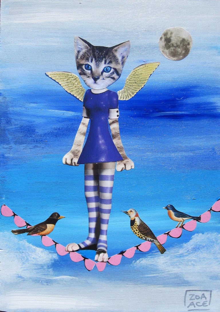 Zoa Ace - "Angel Wings," Collage on wood For Sale at 1stDibs