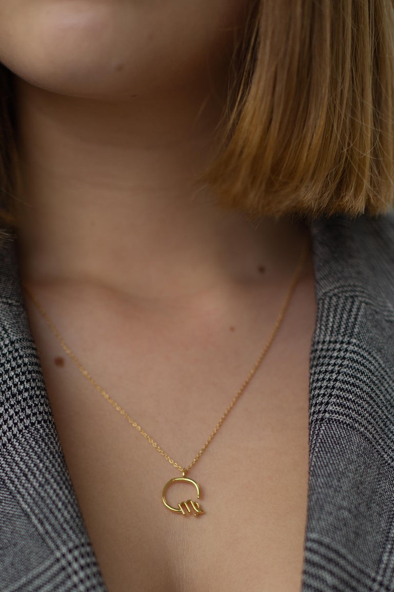 Zodiac Cancer 18k Gold Necklace For Sale at 1stDibs