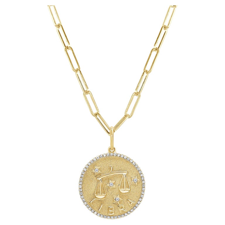 Zodiac Diamond Necklace 14K Yellow Gold 1/5 CT TDW Gifts for Her, Libra ...