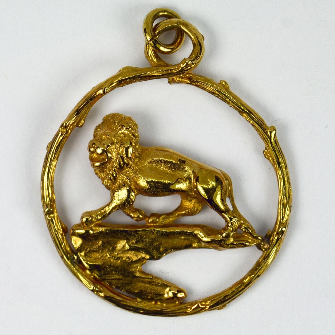 Zodiac Leo 18K Yellow Gold Lion Charm Pendant For Sale at 1stDibs | leo ...