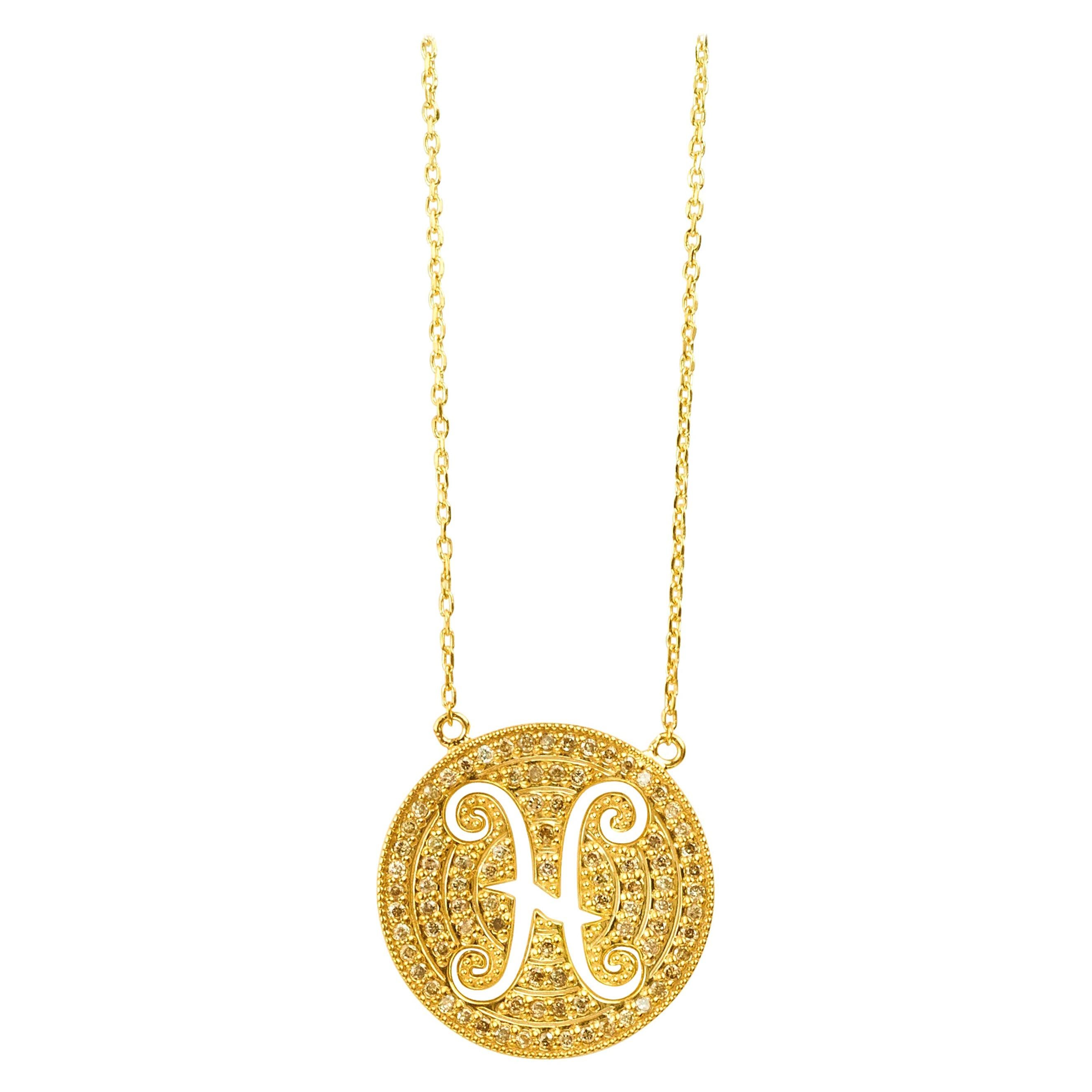 Gübelin 18 Karat Yellow Gold Pisces Zodiac Astrological Symbol Pendant ...
