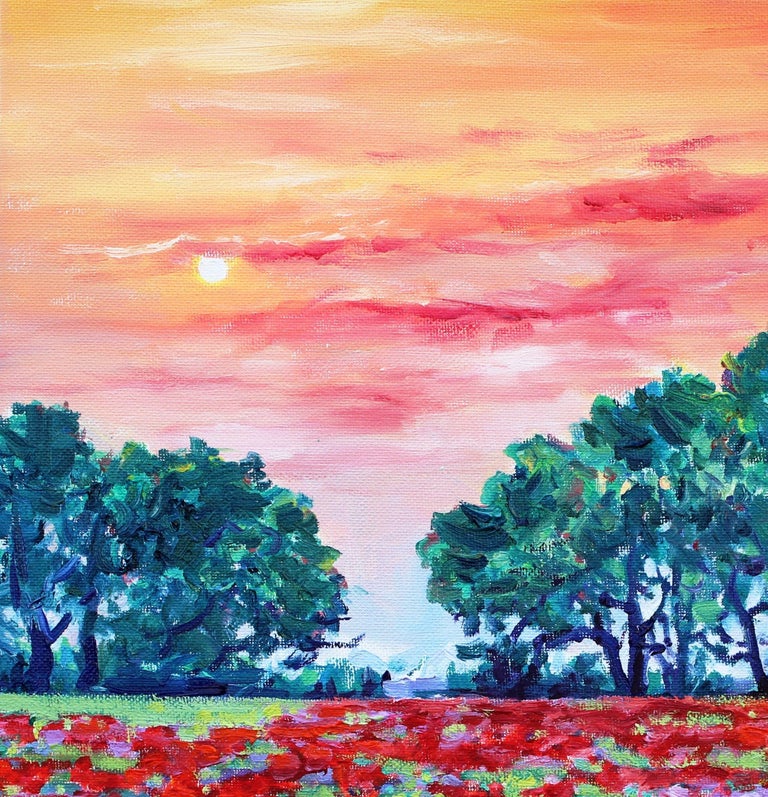 Zoe Elizabeth Norman - Evening Poppy Meadow, Painting, Oil on Canvas ...