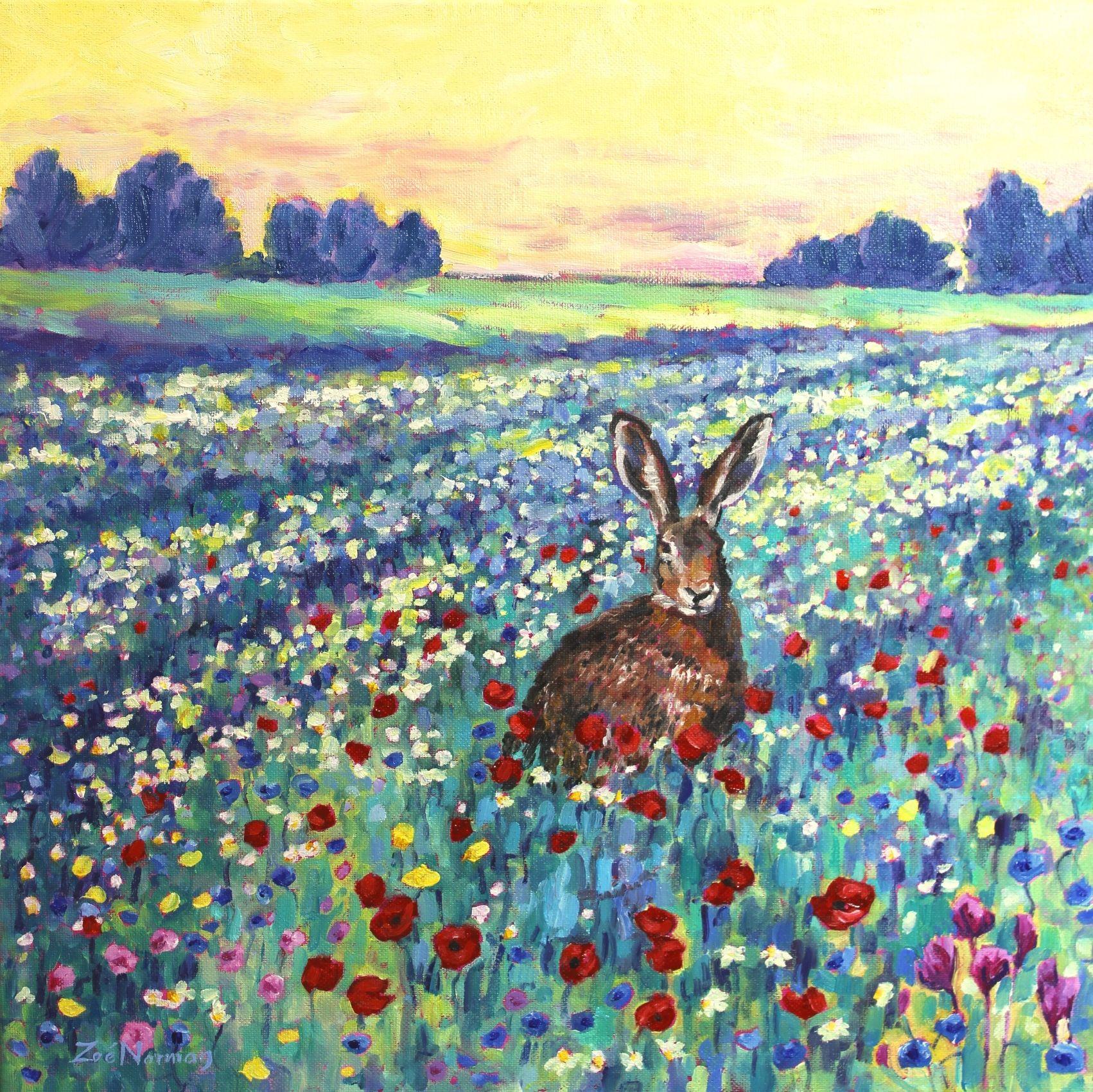 Zoe Elizabeth Norman - Morning Hare, Painting, Oil on Canvas For Sale ...