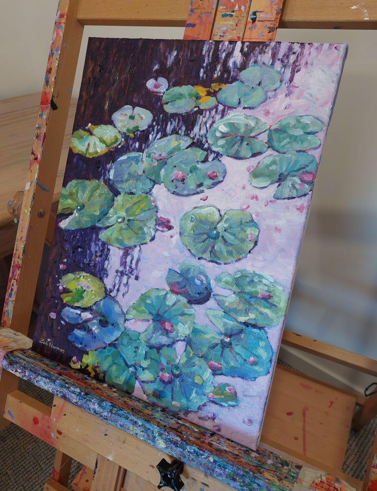 Zoe Elizabeth Norman - Nympheas and Rose Petals, Painting, Oil on ...