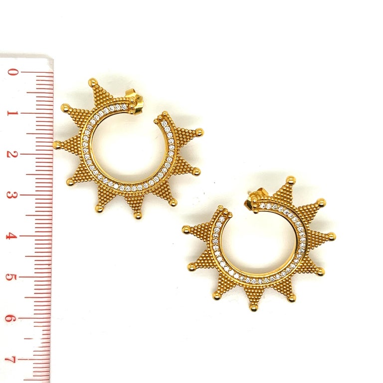 Zolotas Earrings, "Helios" in Yellow Gold and Diamonds For Sale at 1stDibs