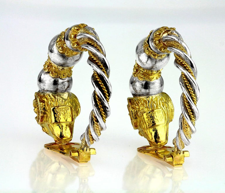 Zolotas, Greek Mythical Ram's Head Hoop Clip-On Earrings in 18K Gold ...