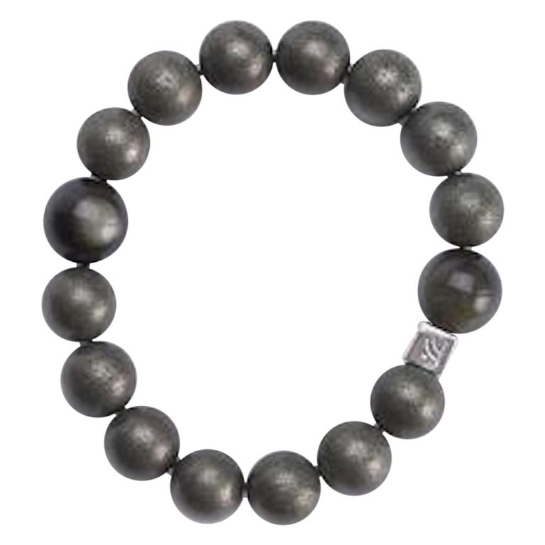 Pyrite and Obsidian Zombie Bracelet For Sale at 1stDibs