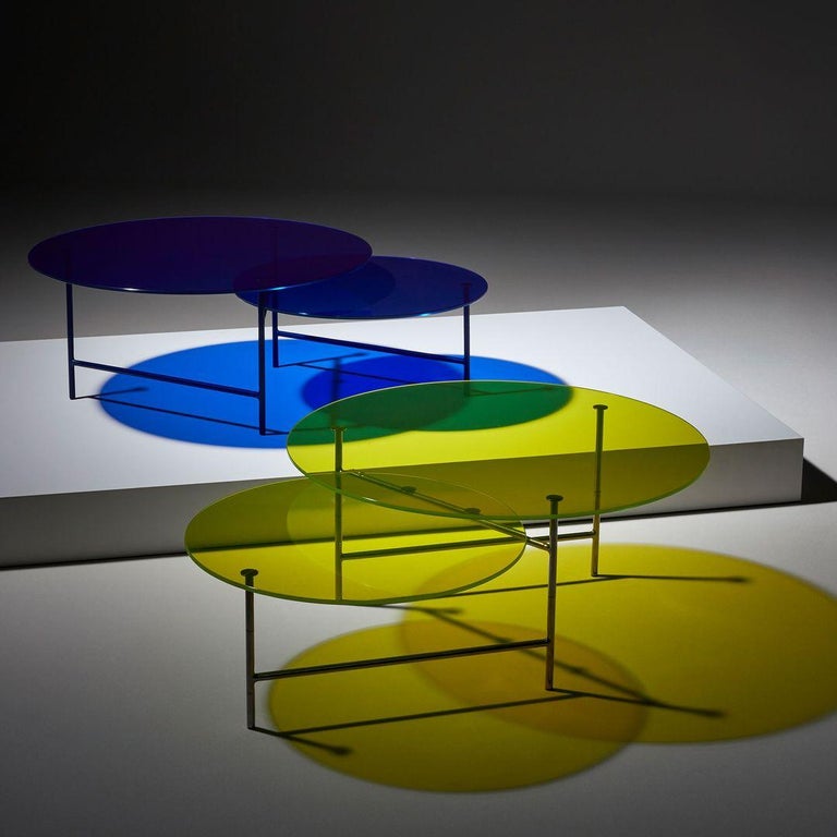 Zorro Coffee Table Mirror Yellow Glass Tops Polished Steel Leg By La ...