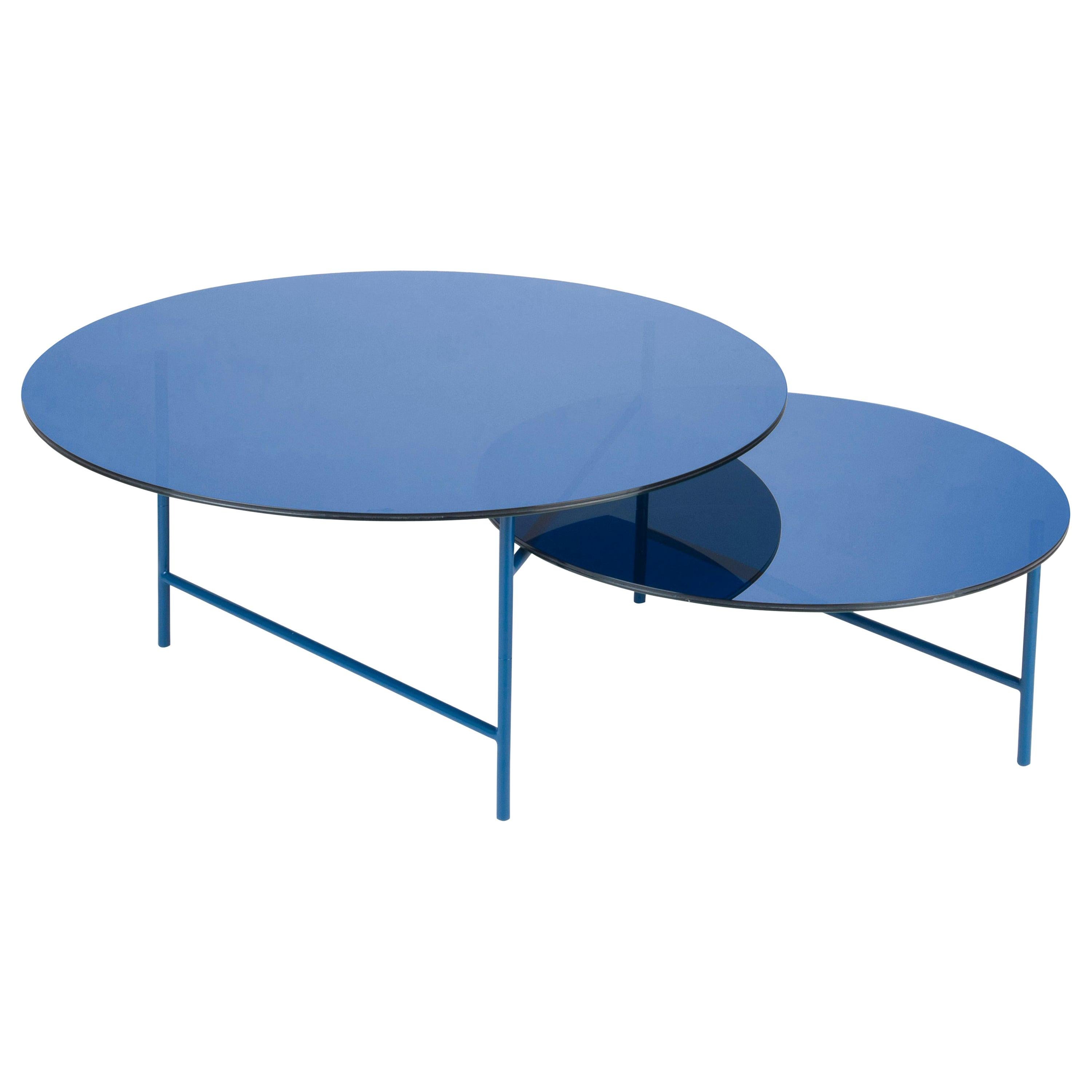 Zorro Coffee Table, Glass and Nero Marquina marble top For Sale at 1stDibs