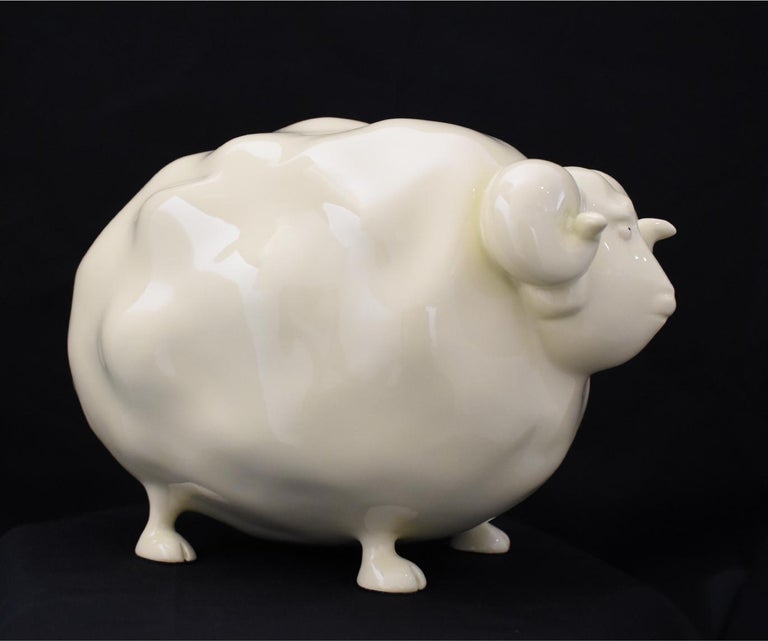 Zou Liang - Chinese Zodiac Sheep Sculpture in Creamy color. Limited ...