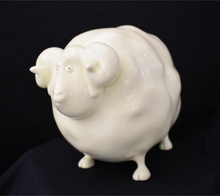 Zou Liang - Chinese Zodiac Sheep Sculpture in Creamy color. Limited ...