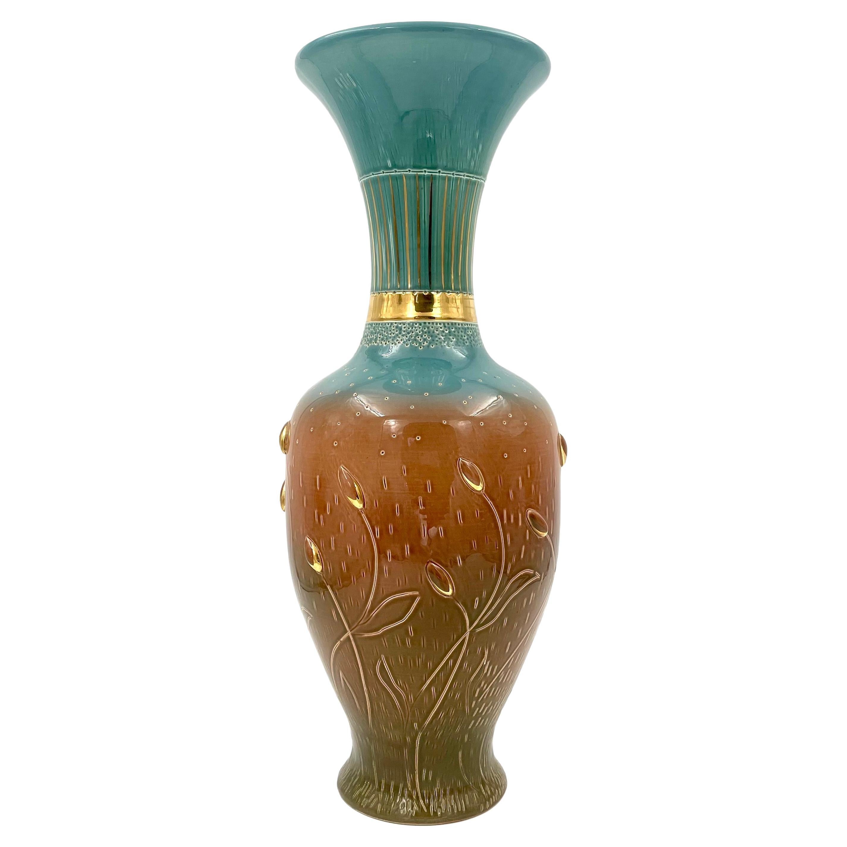 Zsolnay Hungarian Large Peacock Pattern Vase, 1878 at 1stDibs