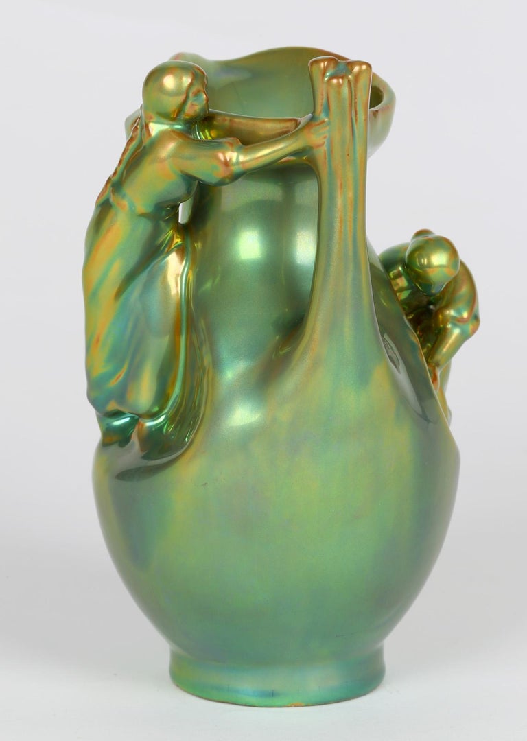 Zsolnay Hungarian Art Nouveau Eosin Glazed Figural Gathering Sticks Jug ...