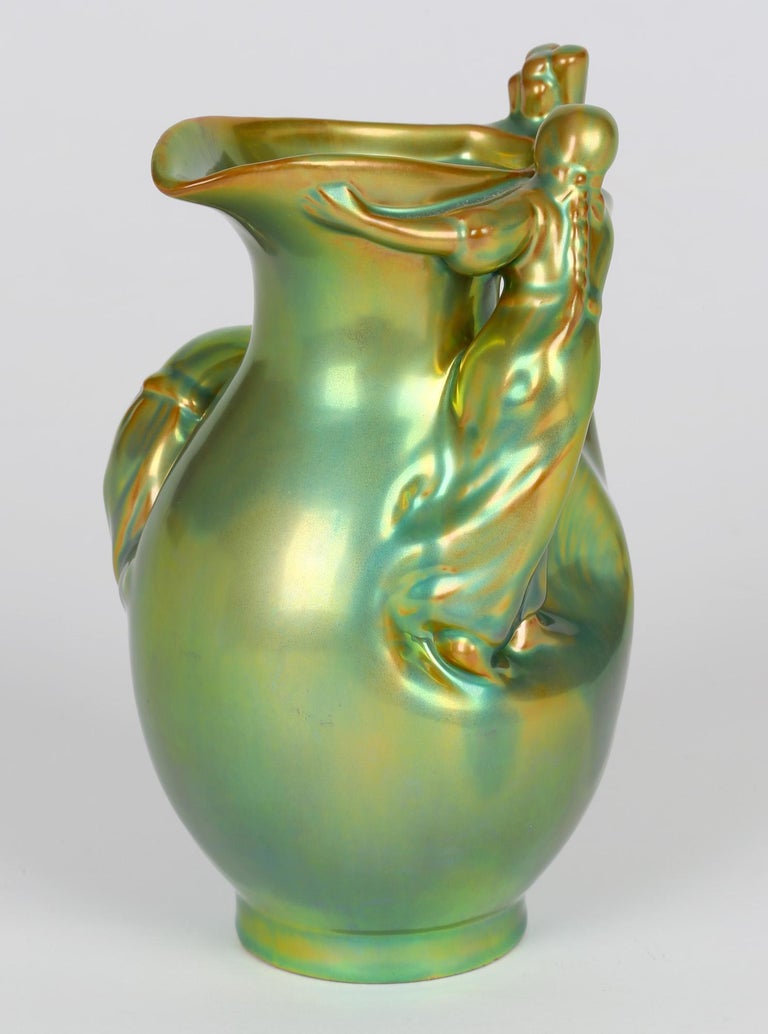 Zsolnay Hungarian Art Nouveau Eosin Glazed Figural Gathering Sticks Jug ...
