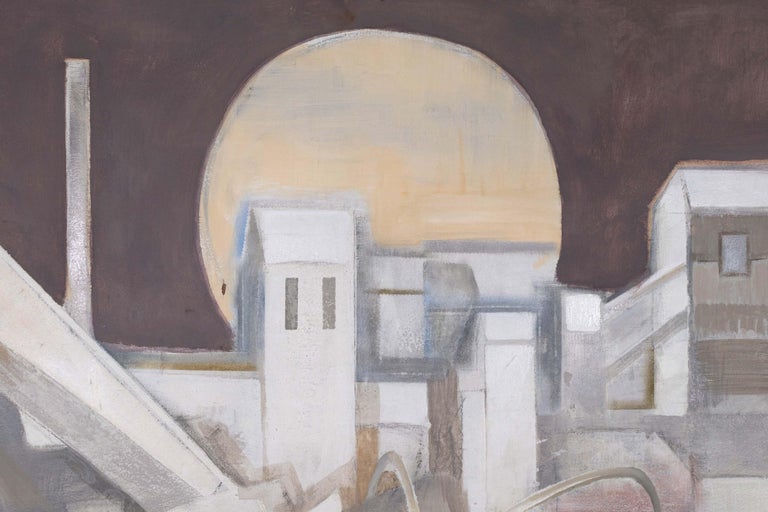 Zubel Kachadoorian Industrial Yards 1988 Signed Acrylic Painting on ...