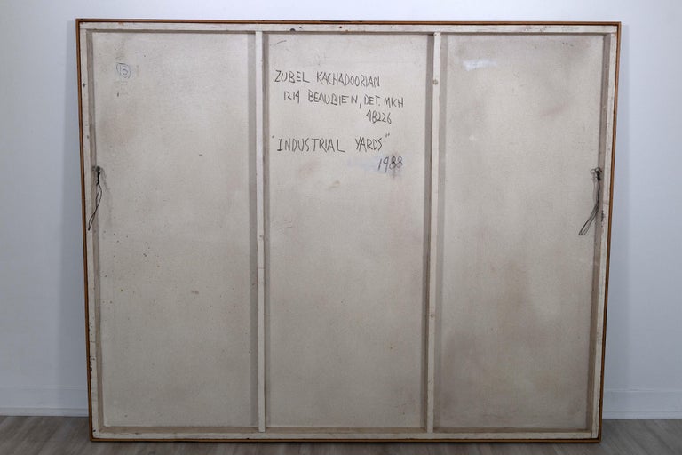 Zubel Kachadoorian Industrial Yards 1988 Signed Acrylic Painting on ...