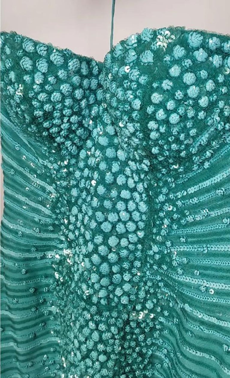 ZUHAIR MURAD TURQUOISE SEQUINED CORSET MINI DRESS Sz IT 38 For Sale at ...