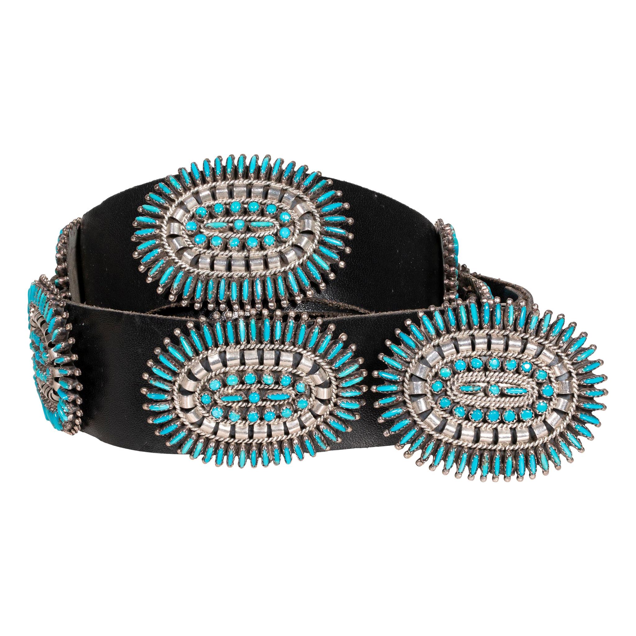 Spectacular Turquoise Set Zuni Concho Belt at 1stDibs